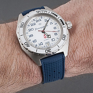 StrapHabit Quick Release Tropical Style FKM Rubber Watch Strap Band 18mm, 19mm, 20mm, 21mm, 22mm (Blue, 22mm)