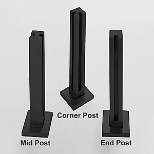 MBROS Extra Long Glass Railing Post Black, Stair Glass Deck Railing System Glass Panels Set, Stainless Steel Glass Balustrade Post for Balcony