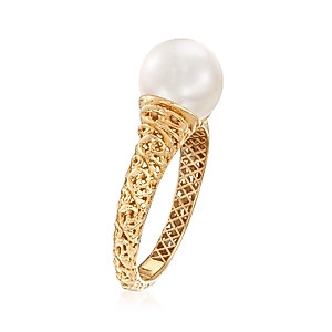 Ross-Simons 9-9.5mm Cultured Pearl Filigree Ring in 14kt Yellow Gold. Size 7