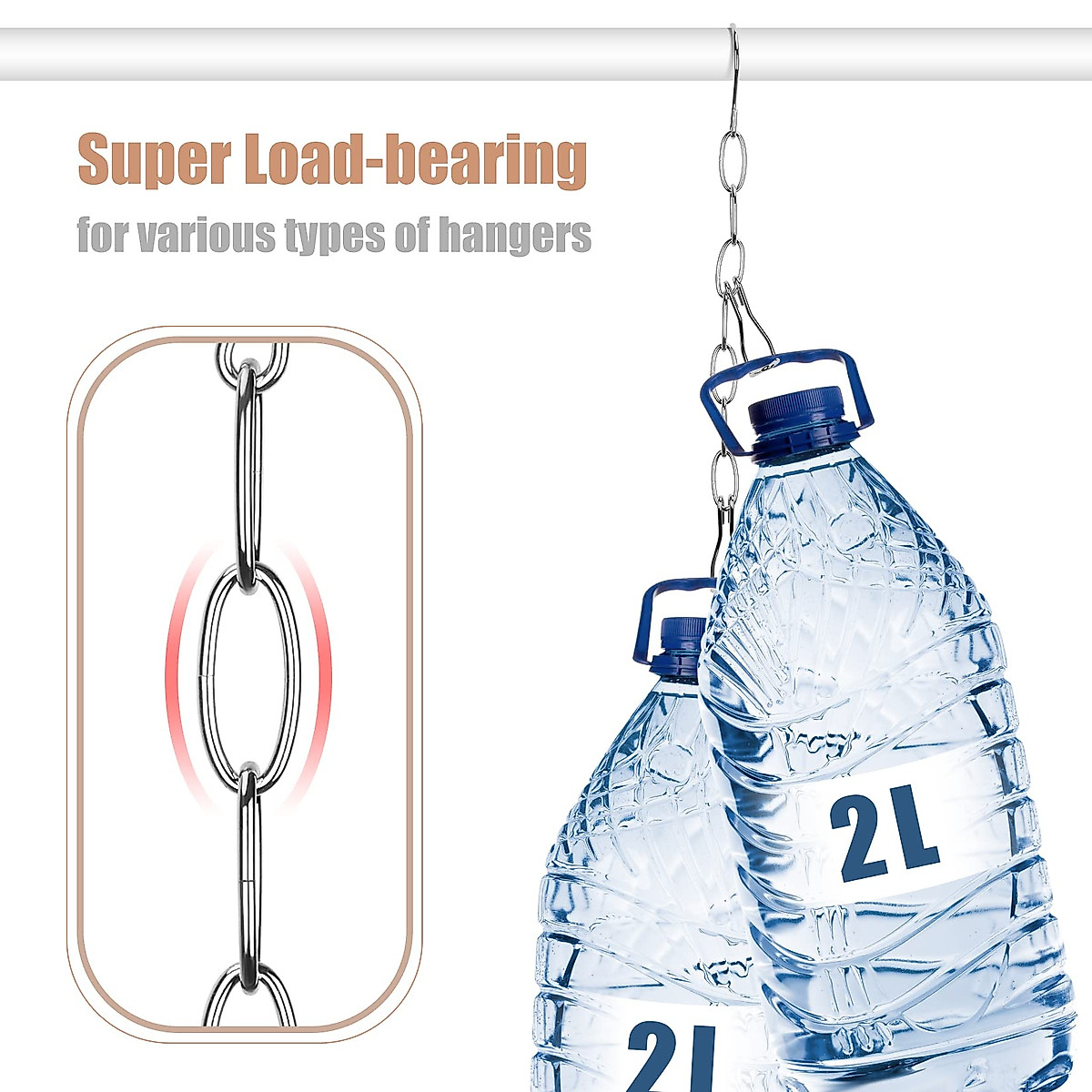 DTICON Hangers Space Saving, Metal Chain Clothes Hanger Organizer with 7 Slots, Magic Foldable Multiple Hangers in One,Collapsible Vertical Space Saver Hangers for Closet Organizer (Pack of 10) Silver