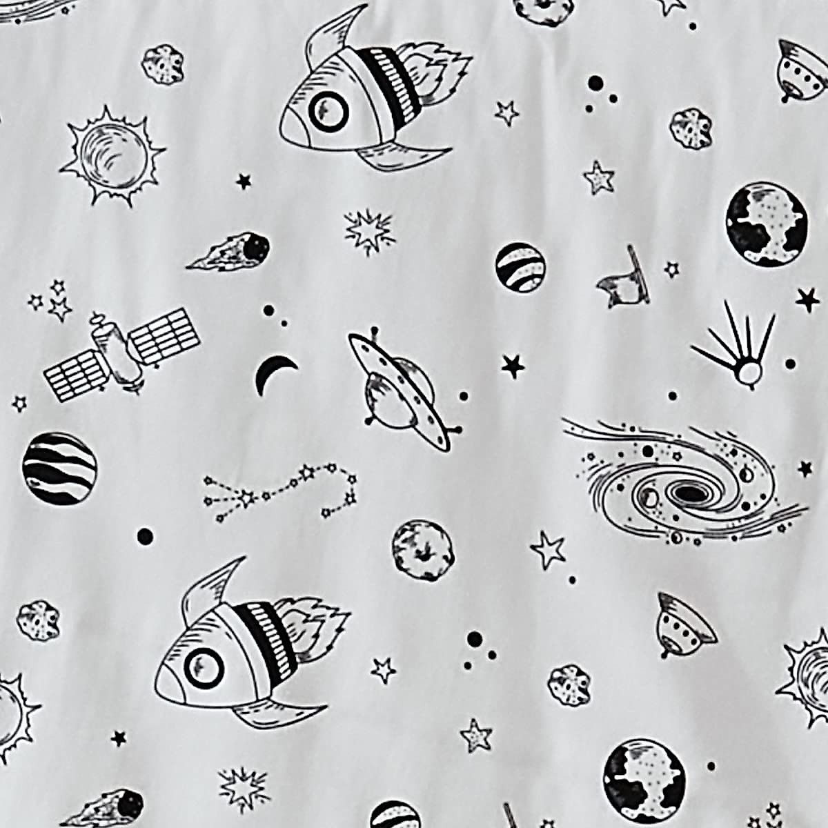 Brandream Milky Way Space Galaxy 3-Piece Baby Boy Girl Nursery Crib Bedding Set with Spaceship Rocket Theme - Black and White Bedding