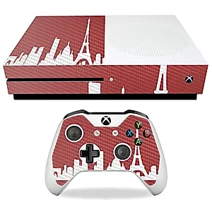 MightySkins Carbon Fiber Skin for Microsoft Xbox One S - Paris | Protective, Durable Textured Carbon Fiber Finish | Easy to Apply, Remove, and Change Styles | Made in The USA
