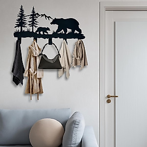 ZORISE Metal Bear Coat Hooks - Animal Theme Wall Art Decor and Key Holder, Hangers for Clothes, Hat, and Backpack, Home Storage Decor for Entryway, Hallway, Office, Kitchen, and Living Room