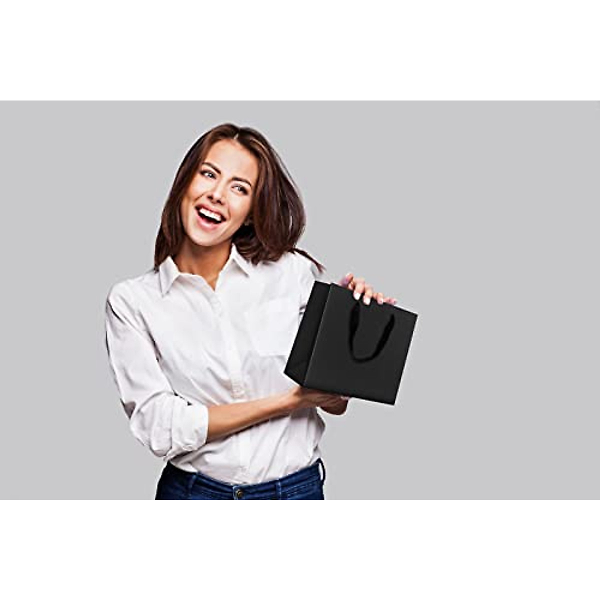 Axe Sickle Kraft Bags 12.5"x 11"x 4.5" Paper Bags with Handle Retail Wrap Bags Bulk for Merchandise Boutique Retail Bags, Party Gift Bags &Takeout Bags, Black 20 Pcs