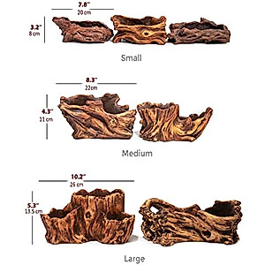 Dahlia Driftwood Stump Log Concrete Planter/Succulent Pot/Plant Pot, 7.9L x 4.3W