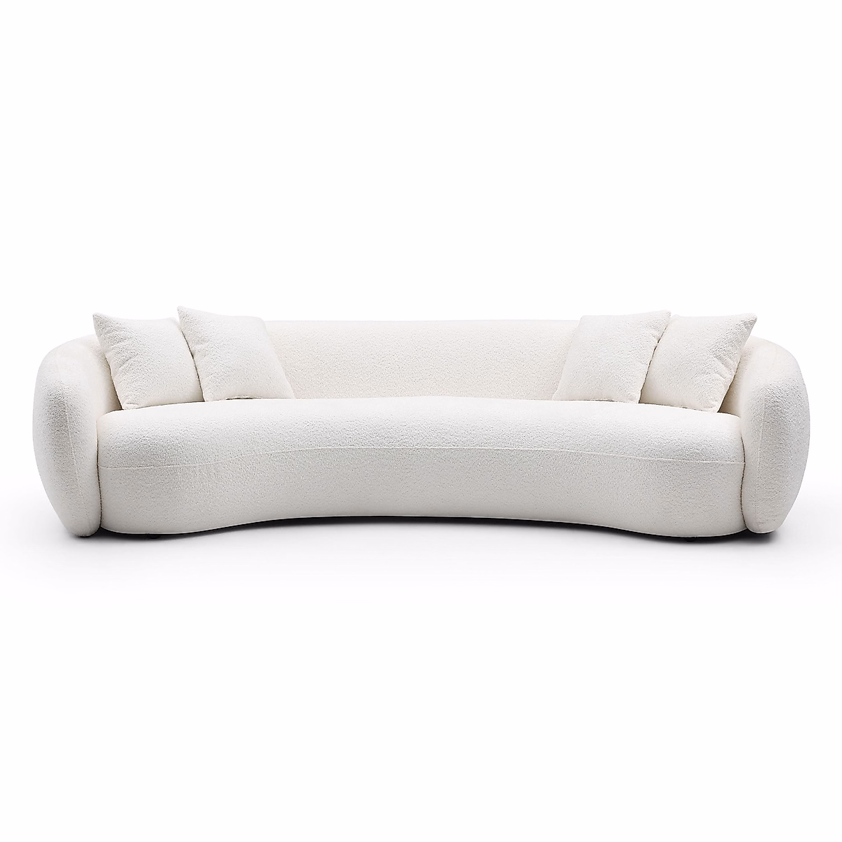 SSC SATITUNCASA 102“ Luxury Modern Boucle Curved Sofa Couch, Minimalist Style Comfy Sofa Couch for Living Room, Apartment, Home Office, 3 Seater Curved White Sofa(White 102)