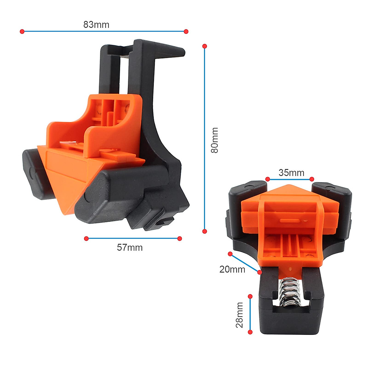 ICQUANZX 90 Degree Corner Clamp, Adjustable Single Handle Spring Loaded Right Angle Clamp,Swing Woodworking Clip Clamp Tool