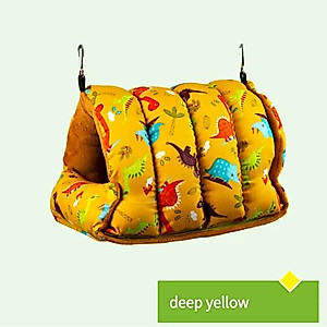 Parrot Warm House Bird Nest Winter Hanging Hammock Birds Sleeping Bed Parrot Hideway Bed Washable for Parrot Parakeet Cockatiels Budgies Lovebird (L,Deep Yellow)