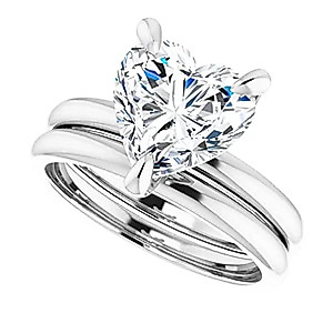 Solid Gold Engagement Ring Set for Women, Handmade 3.5 Carats Heart Cut Moissanite Solitaire Ring Set Diamond Wedding Bridal Rings Anniversary Propose Gift Her, 10K/14K/18K, 925 Silver