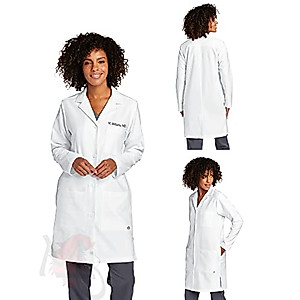 Womens Embroidered White Lab Coat - WonderWink® Long Lab Coat - Women's Long Lab Coat Lab Coat - Add a name - Business Name - Personalized Lab Coat with Name (XL)
