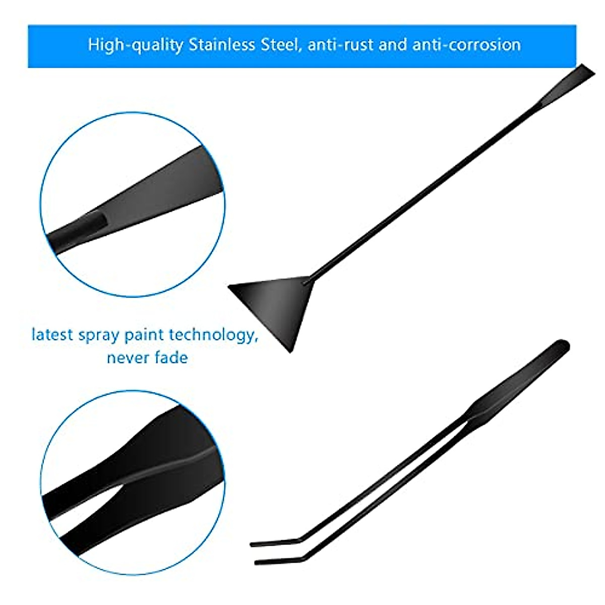 Liveek Aquarium Aquascape Tools Kit, 4 in 1 Anti-Rust Aquatic Plant Aquascaping Tool Stainless Steel Black Tweezers Scissors Spatula for Aquarium Tank Clean Fish Tank Aquascape Tools Sets (Black)