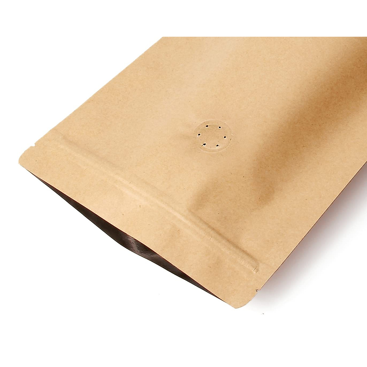 12 Ounce 50 Pieces Coffee Pouches with Ziplock - High Barrier Natural Kraft Paper Stand up Coffee Bags with One Way Degassing Valve & Zipper (50, 12oz/0.75lb/340gram)