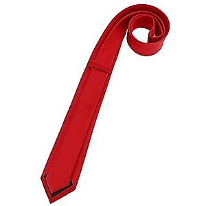 PenSee Men's Red Ties Solid Pure Color 2.35" (6CM) Plain Slim Necktie Skinny Ties For Men