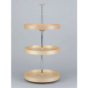 20in 3 Shelf Full Circle Banded Wood Lazy Susan Set