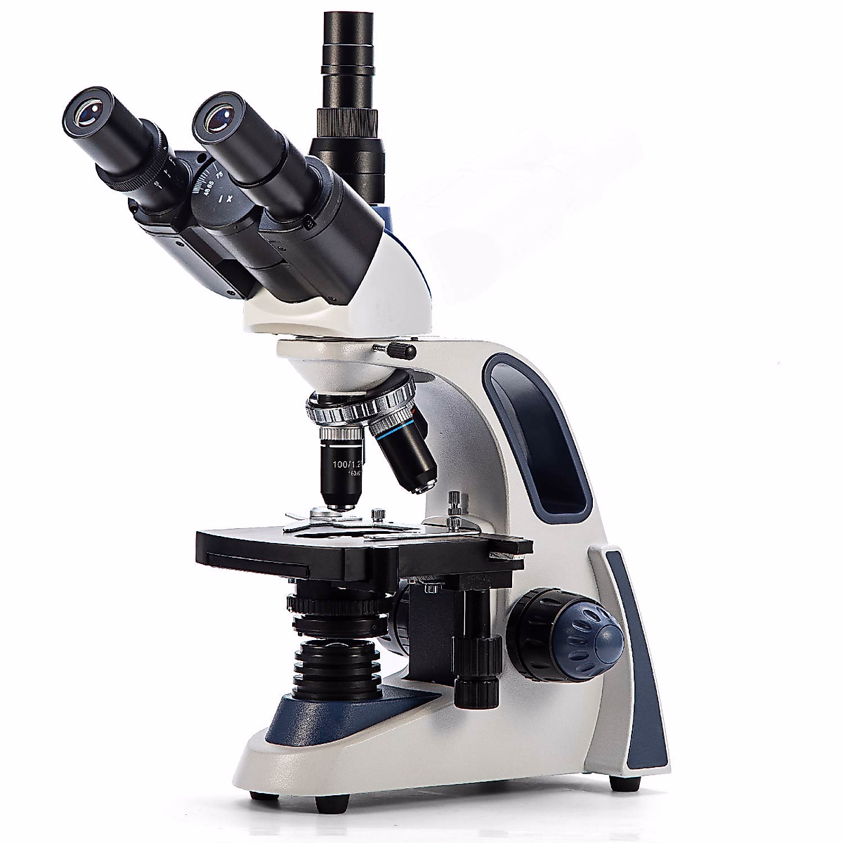 Swift Compound Trinocular Microscope SW380T,40X-2500X Magnification,Siedentopf Head,Two-Layer Mechanical Stage,with 1.3mp Camera and Software Windows/Mac Compatible