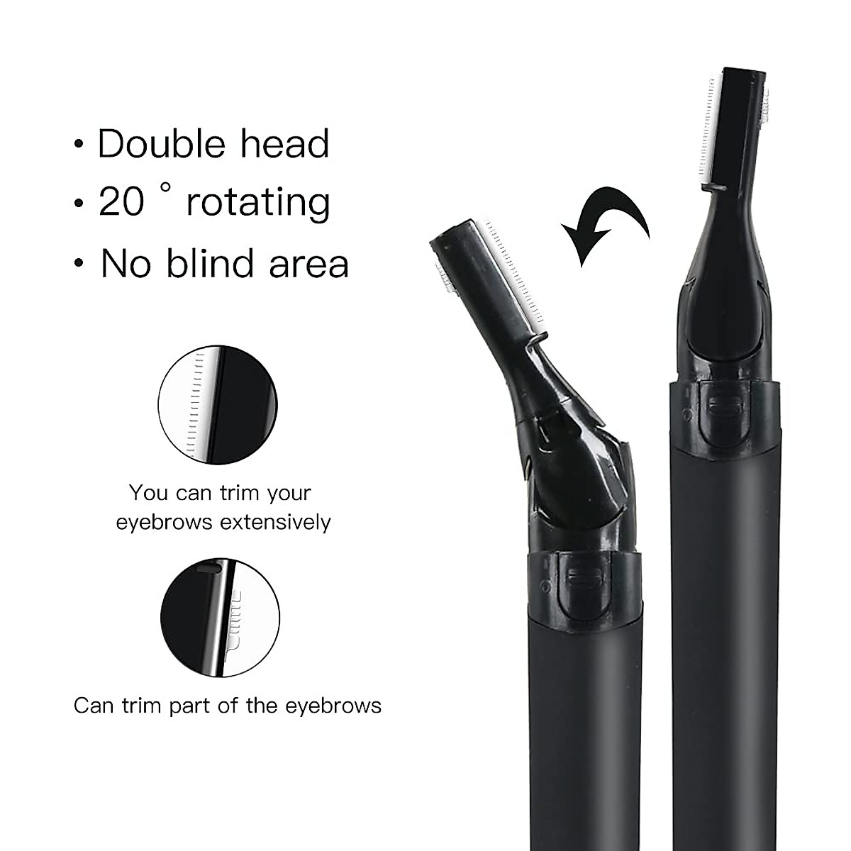 HAMTOD Eyebrow Trimmer, Electric Eyebrow Razor Battery-Operated Facial Hair Remover with Pivoting Head Eyebrow Trimming for Men with Comb, face shavers ,Painless for Face Chin Neck, Upper-Lip