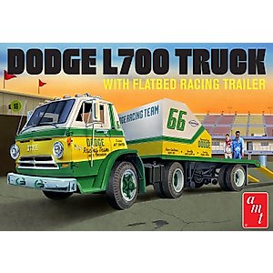 AMT 1966 Dodge L700 Truck w/Flatbed Racing Trailer 1:25 Scale Model Kit