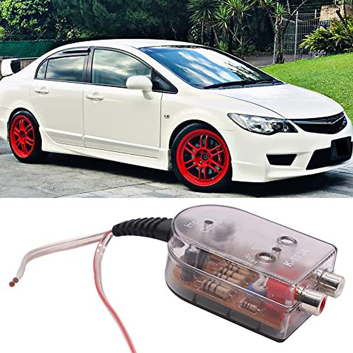 Car Audio Converter,MoreChioce 12V Car High to Low Impedance Converter Wire Converter Line Converter for RCA Line Amplifier to High-Low Adapter