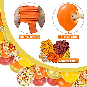 Kelfara Fall Balloons 80PCS 12 inch Orange Yellow Burgundy and Gold Confetti Latex Balloons with Ribbons for Fall Baby Shower Birthday ThanksGiving Pumpkin Themed Party Decorations