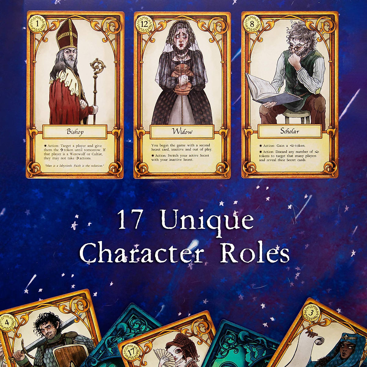 Wolves of Mercia - Ultimate Werewolf Social Deduction Strategy & Murder Mystery Board Game - 49 Jumbo Tarot Cards - Thrilling Large Group Game for 5-16 Players for Parties & Family Game Night