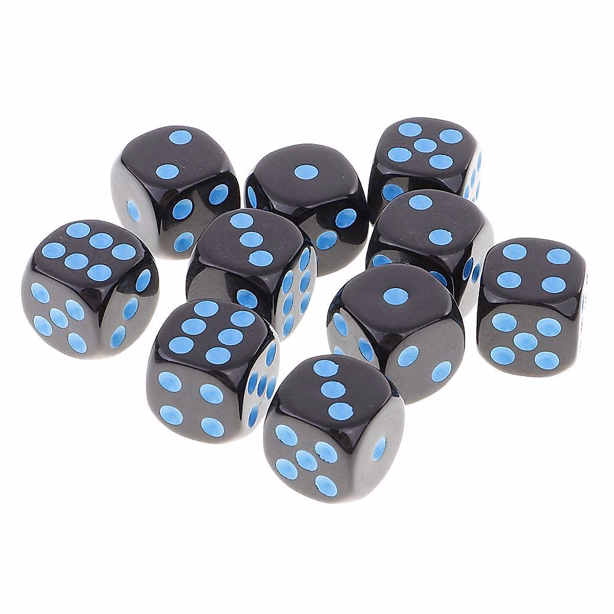 Dovewill 10Pcs D6 Dice Six Sided Spot Dices Set for Dungeons and Dragons RPG MTG Party Board Games Blue Black