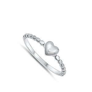 Puff Heart Love Promise Ring New .925 Sterling Silver Band Size 7