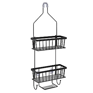 SunnyPoint Bathroom Classic Hanging Over The Shower Head Caddy (28.74" H x 10.83" W x 4.61" D)(Black)
