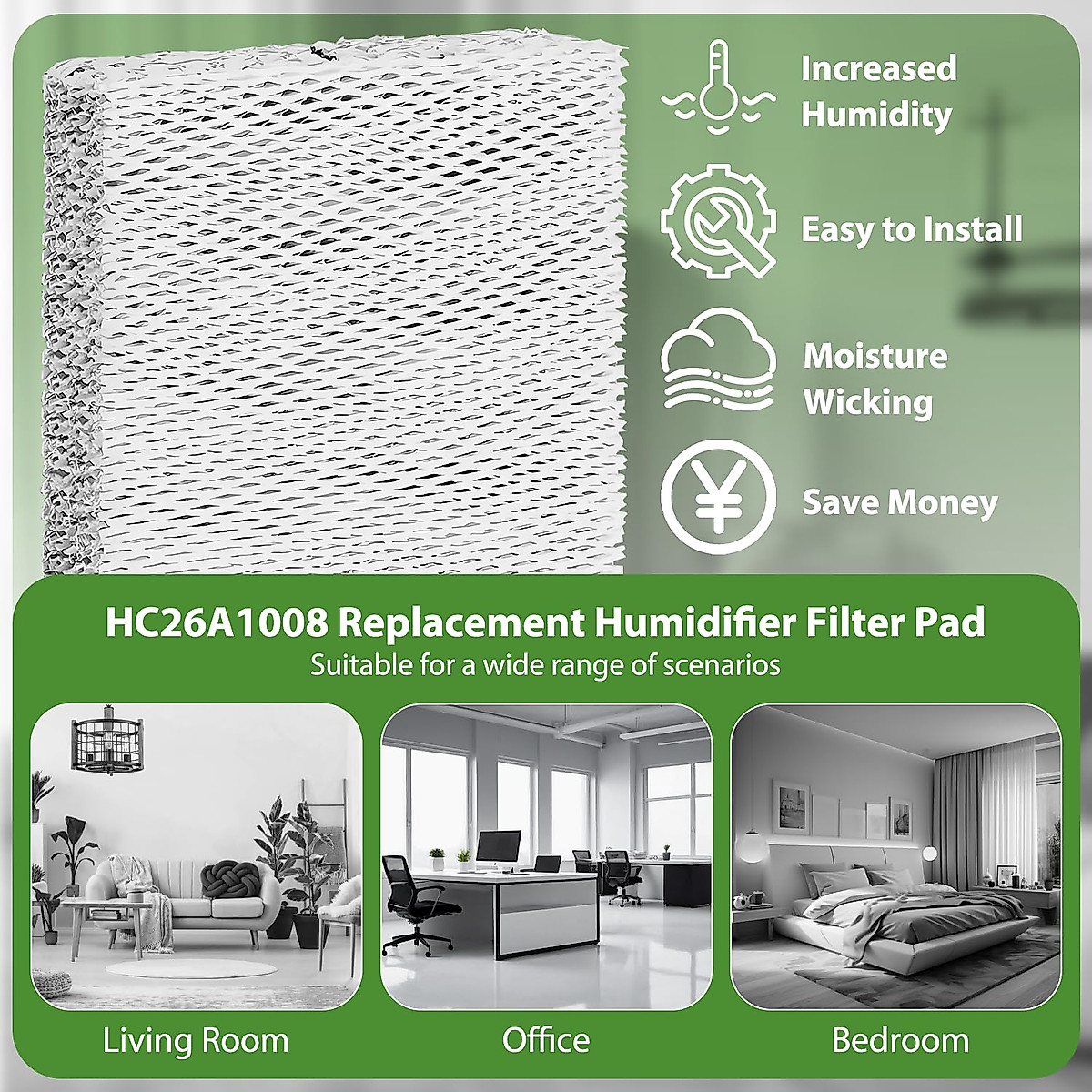 HASME 2-Pack Replacement Water Panel Pad for Carrier Humidifiers Replaces for P110-3545 P1103545 Fits for HUMCCLBP2217 HUMCCLBP2317 HUMCALBP2317 HUMCCLBP2417 10 1/8" x 12 7/8" x 1 1/2