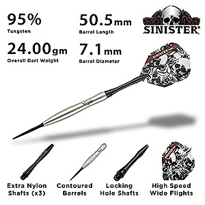 Viper by GLD Products Sinister 95% Tungsten Steel Tip Darts, 24 Grams,Silver,23-3809-24