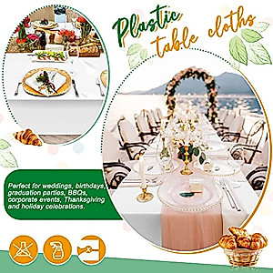 Jecery 50 Pcs Disposable Plastic Tablecloth 60 x 126 Inch Decorative Rectangle Table Cover Plastic Table Cloth for Indoor Outdoor Birthday Wedding Parties (White)