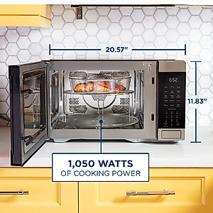 GE 3-in-1 Countertop Microwave Oven | Complete With Air Fryer, Broiler & Convection Mode | 1.0 Cubic Feet Capacity, 1,050 Watts | Kitchen Essentials for the Countertop or Dorm Room | Stainless Steel