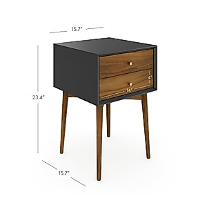 Nathan James Harper Modern Nightstand Side Accent or End Table with Storage Drawer, 1, Black/Brown