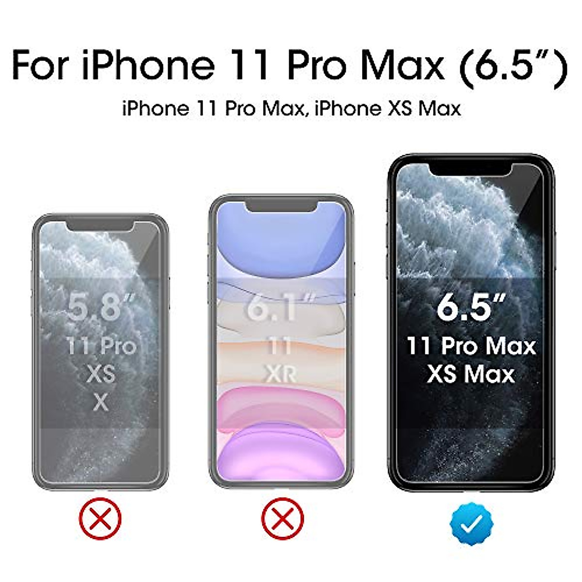 amFilm (3 Pack) Glass Screen Protector for iPhone 11 Pro Max/iPhone XS Max (6.5" Display) With Easy Installation Tray