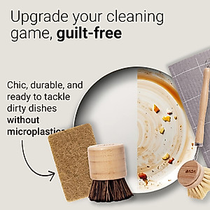 Vove | Big Cleaning Bundle | 6 Scrub sponges, 3 Sponge Cloths & Bamboo Dish Brush | Non-Scratch Scrubber | Eco-Friendly Cleaning Bundle | Natural Fiber | Plastic Free | Washing up S