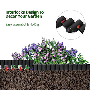Plastic Lawn Edging Stone Look Garden Borders Flower Bed Borders Palisades, 4 PCS