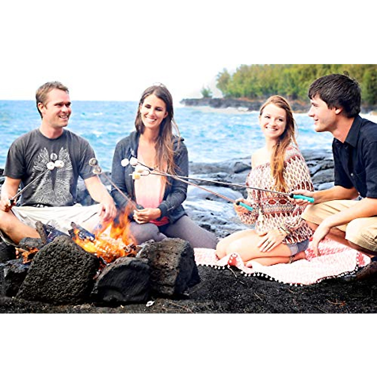 Marshmallow Roasting Sticks - Telescoping Smores Skewers and Hot Dog Forks - Perfect for Outdoor Cooking, Campfires & Fire Pits - with Carrying Case (4 Pack)