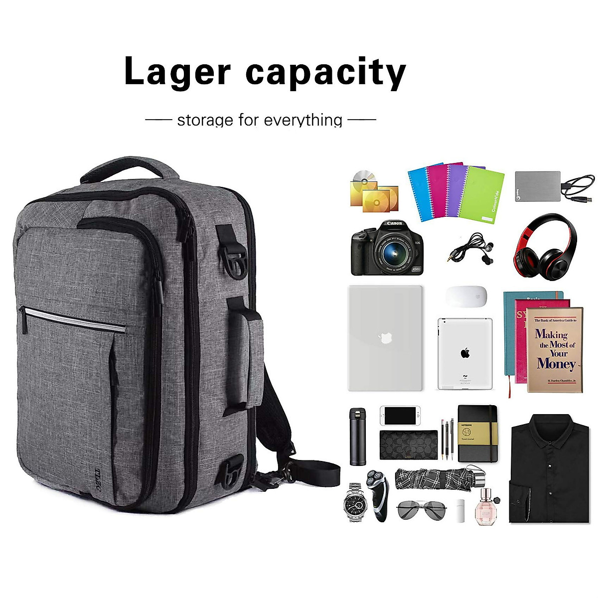 TLZC 30L Flight Approved Weekender Carry-On Laptop Travel Backpack, 18 Inch Business Cube Handbag with Shoulder Strap and Funcitional Pockets Luggage Bag Suitcase Backpack