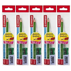 Graphite Pencil - STABILO Trio+ Jumbo 2B Pencil + 1 Sharpener + 1 Eraser (Grab 2 Go)