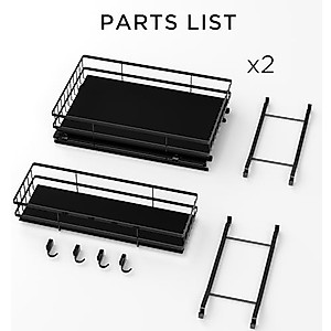 GMFINE 2 Pack Under Sink Organizer and Storage, 2 Tier Slide Out Undersink Cabinet Organizer Storage Organization with Hooks for Under Kitchen Bathroom Sink Storage Cleaning Supplies, Black