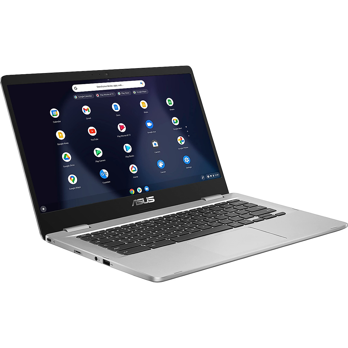 ASUS C423NA Chromebook 14" FHD Laptop Computer, Intel Celeron N3350 up to 2.4GHz, 4GB LPDDR4 RAM, 32GB eMMC, 802.11AC WiFi, Bluetooth, Webcam, Silver, Chrome OS, BROAG 3Feet USB Extension Cable