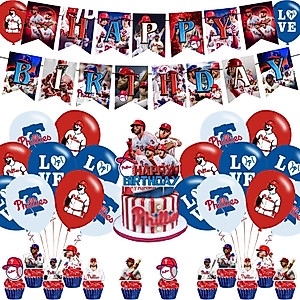 𝓟𝓱𝓲𝓵𝓪𝓭𝓮𝓵𝓹𝓱𝓲𝓪 𝓟𝓱𝓲𝓵𝓵𝓲𝓮𝓼 Party Decorations,Birthday Party Supplies For 𝓟𝓱𝓲𝓵𝓪𝓭𝓮𝓵𝓹𝓱𝓲𝓪 Baseball Party Supplies Includes Happy Birthday Banner, Balloons, Cupcake Toppers, Cake Topper for Baseball Fans