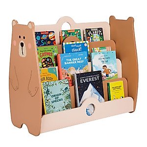 OOOK Solid Wood Pine Montessori Bookshelf, 4 Tier Nursery Book Shelves, Kids Bookshelf for Classroom, Durable Book Shelf for Kids Rooms, Perfect for Playroom, Bedroom, Study Living Room, Nursery