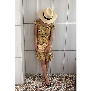 alilove Straw Clutch Bags for Women Summer Evening Handbags Bride Wedding Purse Vacation Beach Clutch Handmade Woven Envelope Wallet