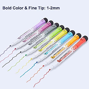 TSJ OFFICE Dry Erase Markers - 8 Colors Fine Point Tip White Board Marker with Eraser, Low Odor Whiteboard Markers for Kids, Teachers…