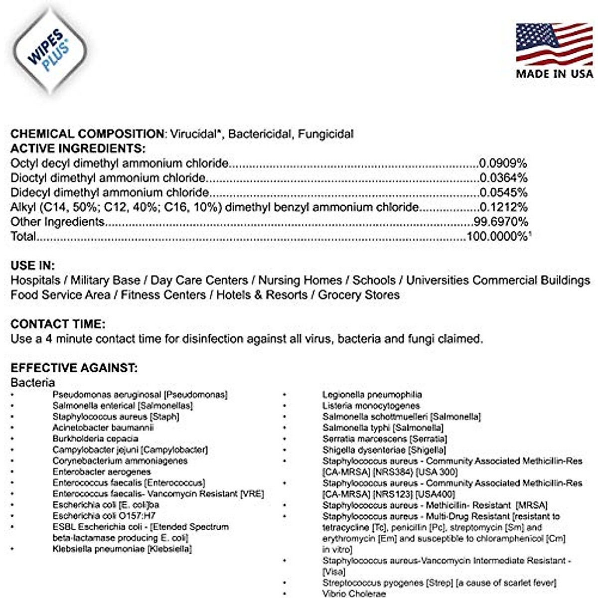 WipesPlus Disinfecting Wipes (240 Total Wipes) - 3 Packs of 80 Industrial Strength Sanitizing Wipes - 80 Disinfectant Wipes per Pack - Made in the USA