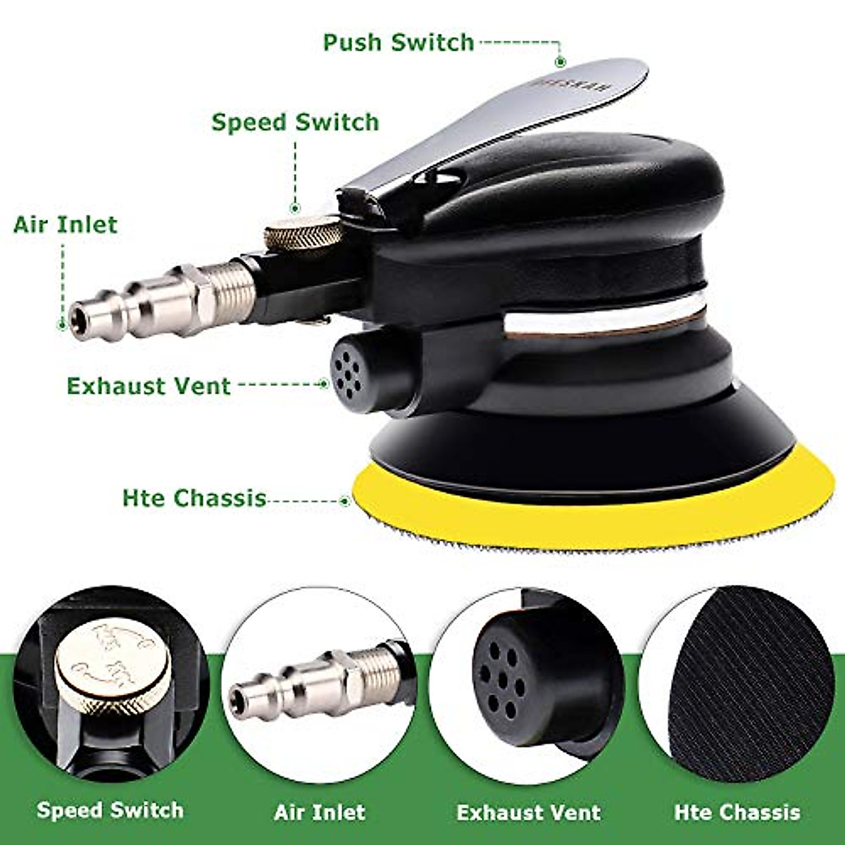 DFESKAH Air Random Orbital Sander,5"Air Sander,Dual Action Pneumatic Sander