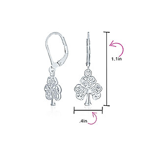 Delicate Petite Irish Triquetra Open Heart Shape Celtic Knot Good Luck Shamrock Clover Dangle Earrings Lever back .925 Sterling Silver