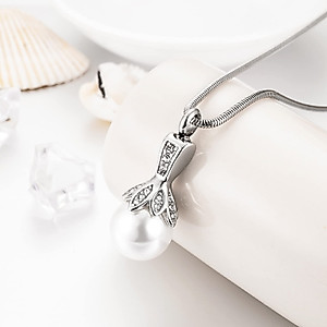 Pearl Urn Necklace for Ashes Memorial Cremation Necklaces Stainless Steel Ashes Necklaces for Men Women