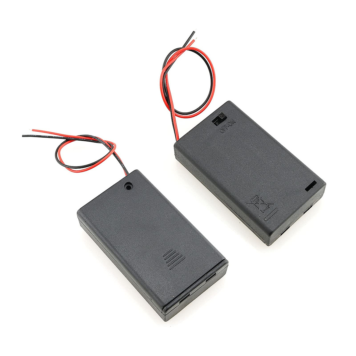 E-outstanding AAA Battery Case 4PCS 3 x 1.5V AAA Battery Case Holder,3 Slots x 1.5V AAA Battery Spring Clip Storage Box with ON/Off Switch and Wire Leads