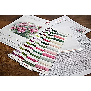 Luca-S Cross Stitch Kit The Charm of Peonies, Counted Cross Stitch Kit for Adults, Embroidery Kit, B7019